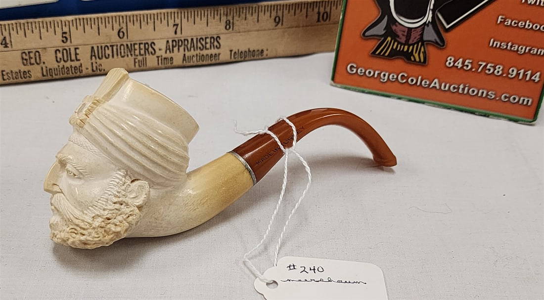 Meershaum Turks Head Pipe + Ronson Lighter Auction