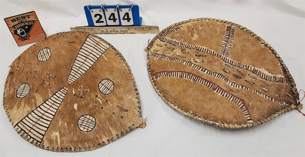 Lot 2 Animal Hide Shields 19"h X 13"w