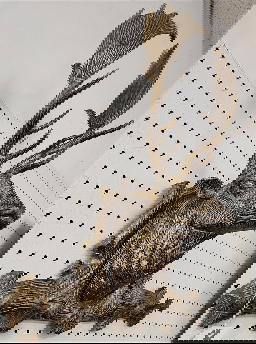 Metal Elk Mount Wall Coat Rack 23"h X 18"w Auction