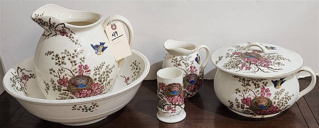 Vict. Ironstone Transfer 5 Pc. Pitcher + Bowl Set