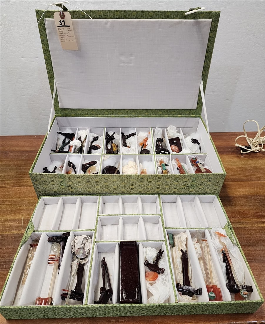 Bx'd 24 Pc. Chinese Mini Musical Instruments Made Of Semi Precious ...
