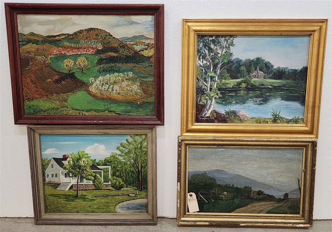 Lot 4 O/b Landscapes - 13" X 21 1/2" W/frame 17" X 25", Sgnd Carl W ...