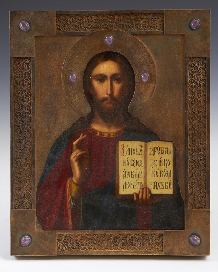 Russian Icon of Christ Pantocrator, Moscow, 19th c.,