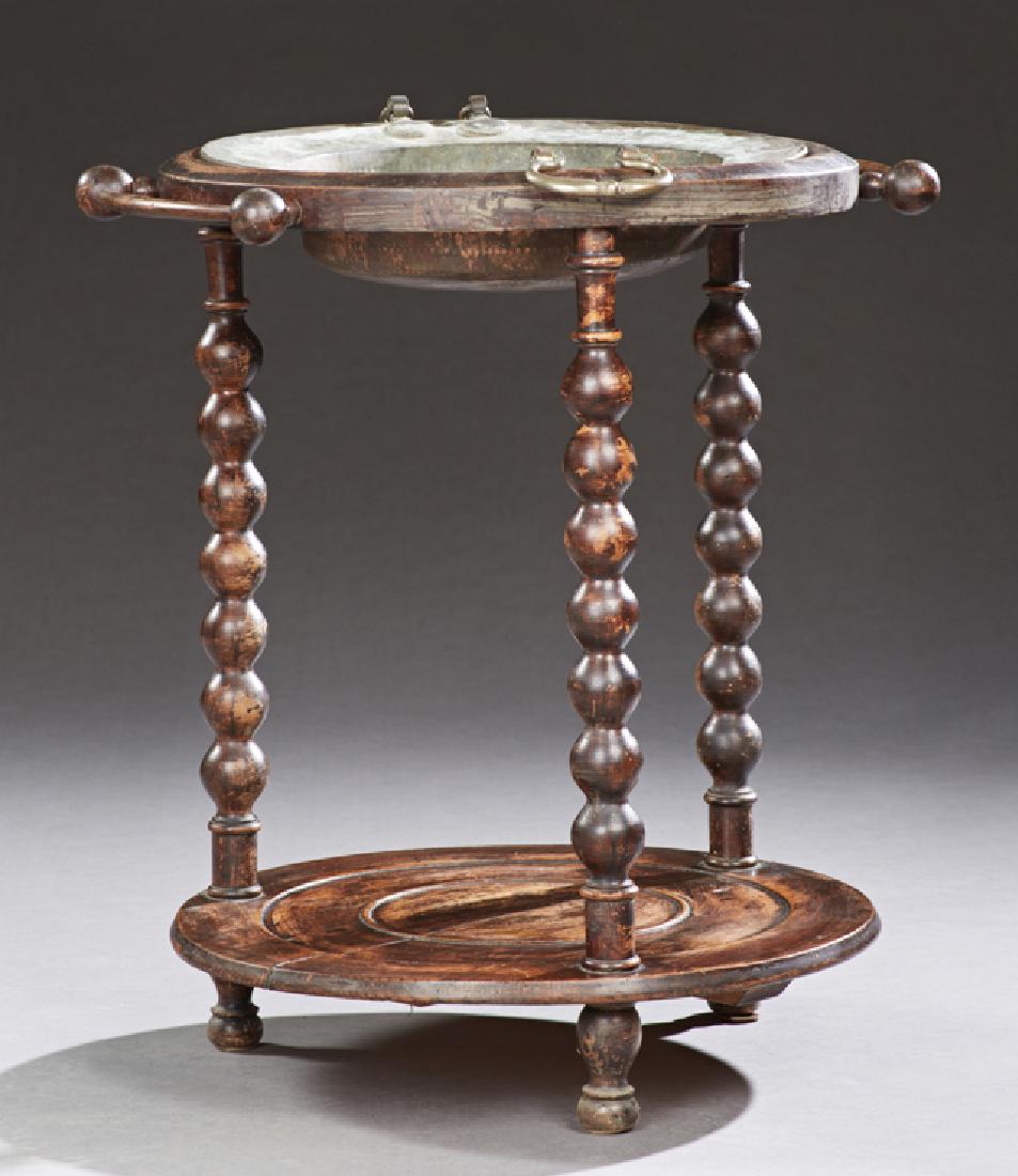 Spanish Style Carved Walnut Brasero, 19th c., the inset