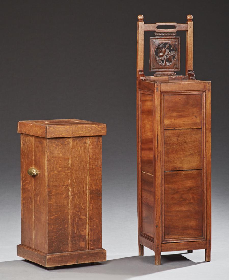 Two French Bread Boxes, 19th c., one of oak with a