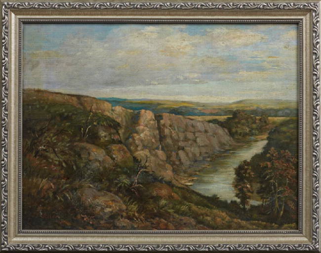 J. L. Allen, "canyon Scene," 20th C., Oil On Canvas,
