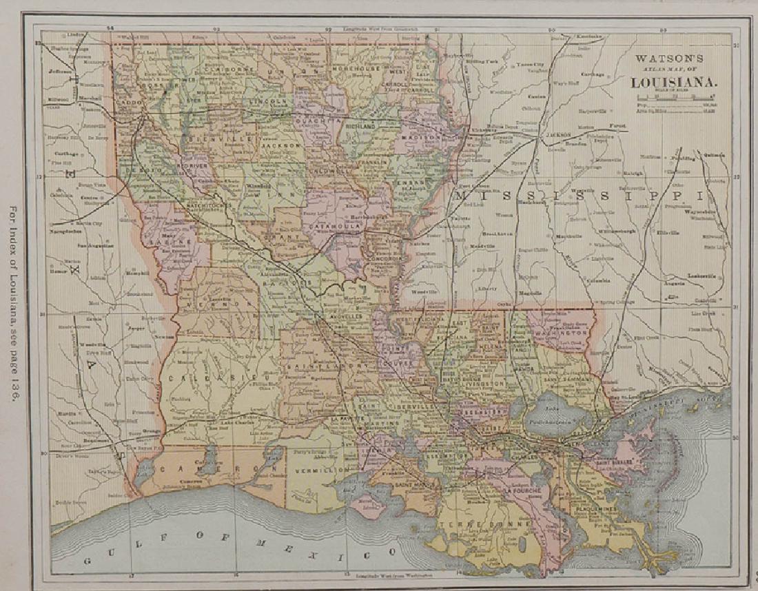 Watson's Atlas Map of Louisiana, 1885, hand colored, - Jan 25, 2019 ...