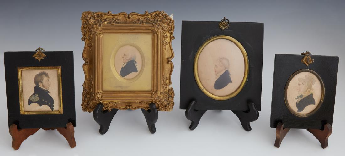 Four Portrait Miniatures in Profile, late 18th/early