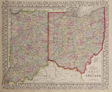 Mitchell: County Map Of Ohio And Indiana