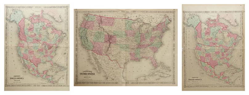 Buy 1863 Johnson & Ward Map Of The United States -- Johnson's New ...