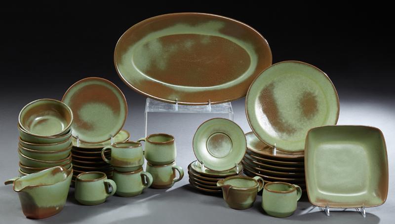 Forty One Piece Set Of Frankoma Pottery Dinnerware, Mid