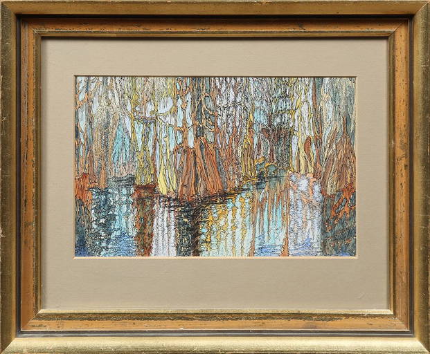 Bobby Potts (louisiana), "swamplake," Watercolor, Pen