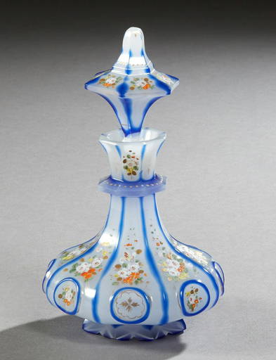 Enamel Opalescent Blown Glass Overlay Boudoir Perfume