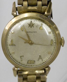 206: Hamilton Masonic Gold Filled Wrist Watch, the dial