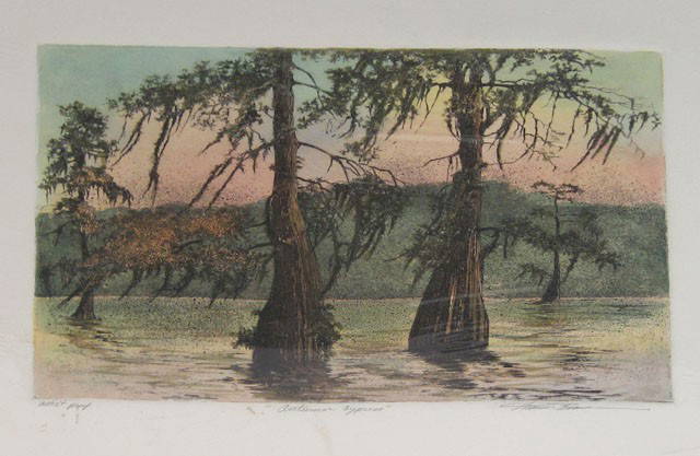 Waven Boone, "autumn Cypress," 20th C., Colored Et