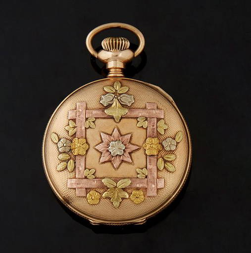 Lady's 14K Yellow and Rose Gold Waltham Hunting Case Pocket Watch, Ser ...