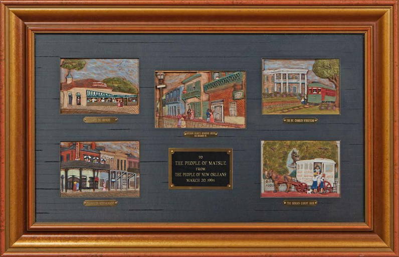 Kay Glenn and Sylvia K., Collection of framed wood vignettes consisting ...
