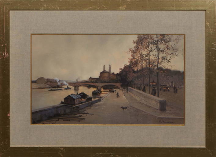 Paul Renard (French, 1941-1997), "Paris River Scene of the Seine ...