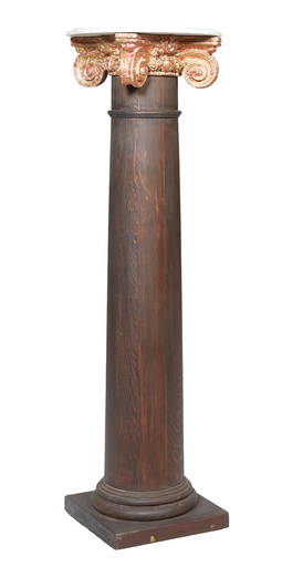 Antique Oak Column With Mable And Terra Cotta Capital, 19th C., H. 60 ...