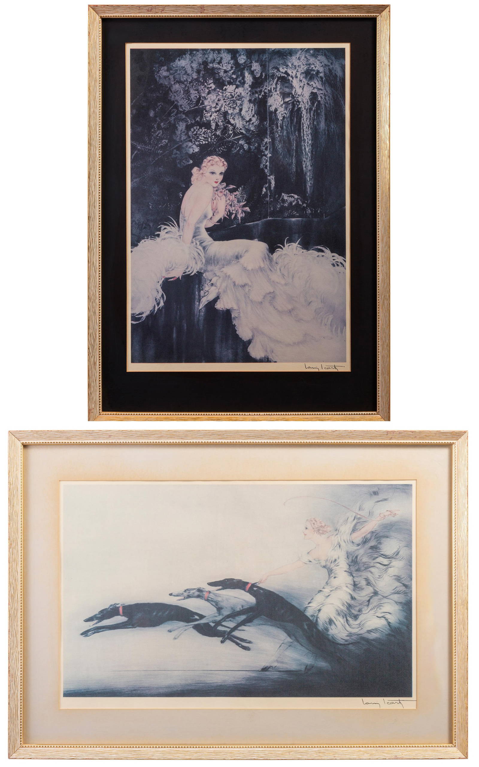 Louis Icart (french, 1880-1950), Two Color Lithographs, Sight H.- 14 In ...