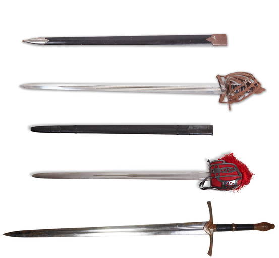 Three Swords, 21st C., Longest L. Blade 38 In. (3 Pcs.)