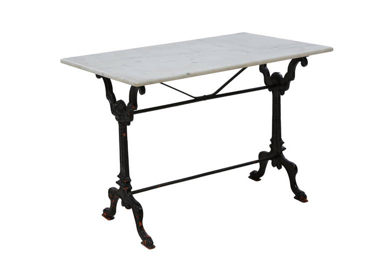 Parisian Marble Top Wrought Iron Bistro Table, Early 20th C., H. 27 5/8 ...