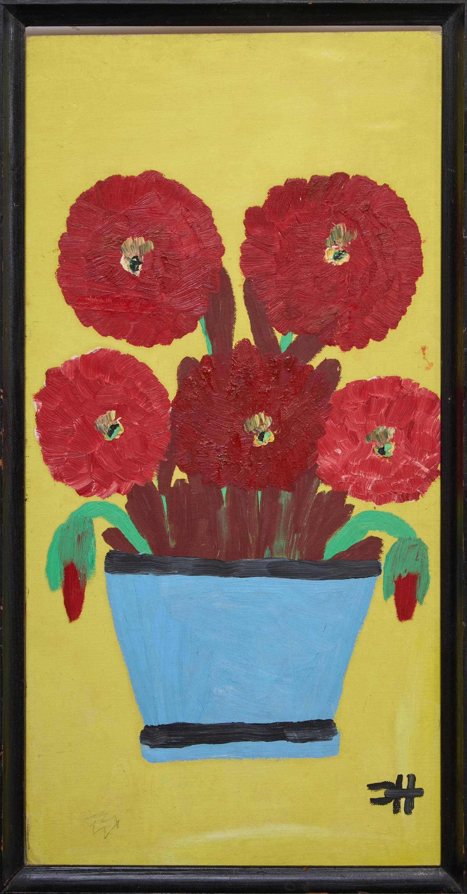 Clementine Hunter (american/louisiana, 1887-1988), "zinnias," H.- 24 In ...