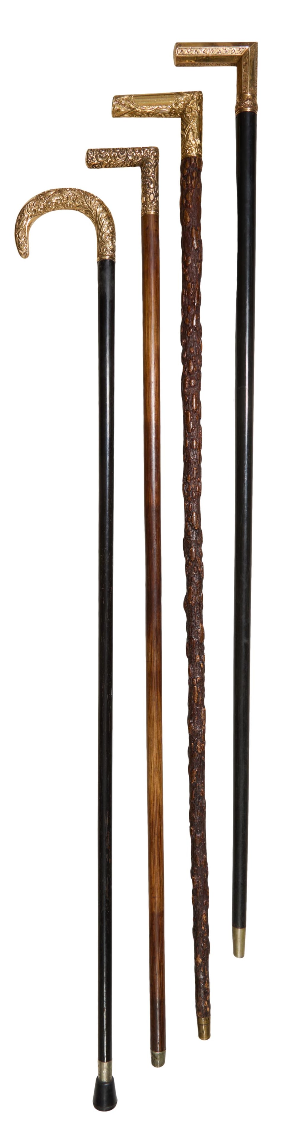 Group Of Four Walking Sticks, Late 19th C., Tallest- H.- 36 5/8 In. (4 ...