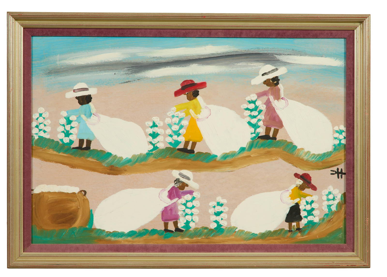 Clementine Hunter (american/louisiana, 1887-1988), "picking Cotton," H ...