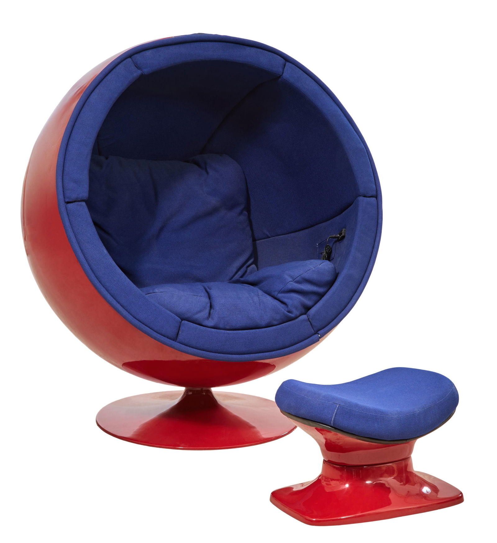 Eero Aarino Red & Blue Ball Chair And Ottoman, 1970s, Chair- H.- 54 In ...