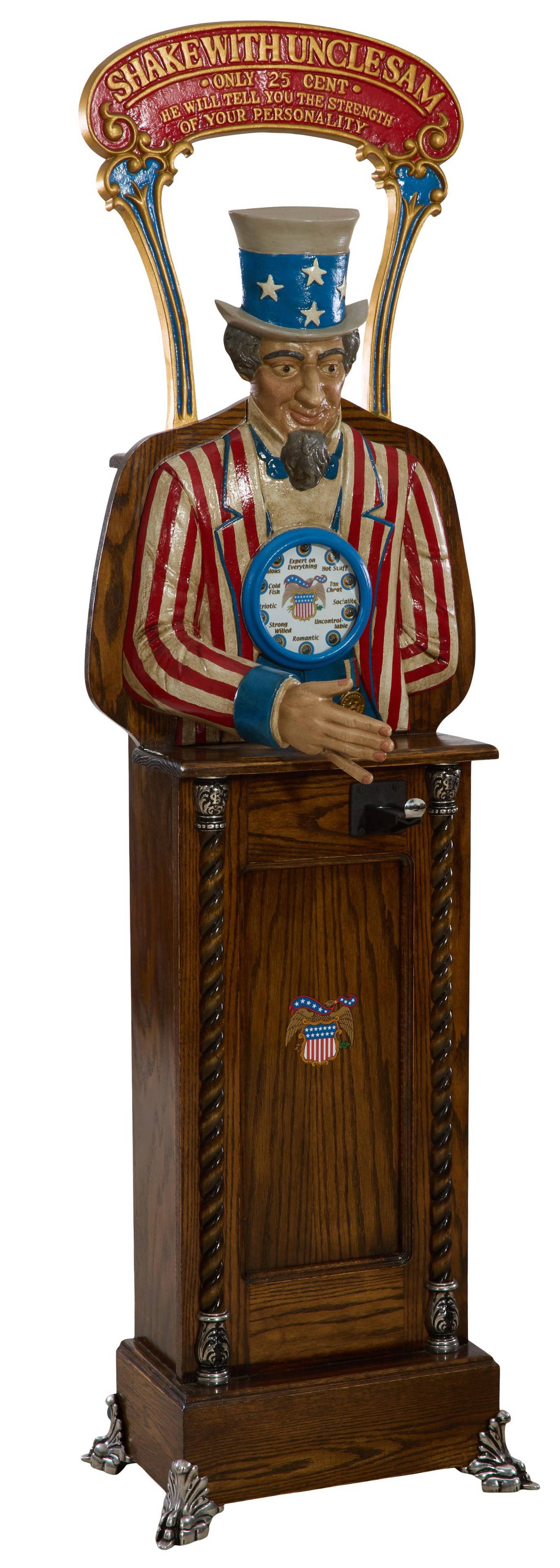 Shake Hands With Uncle Sam Arcade Machine, 20th C., H.- 76 In., W.- 22 In., D.- 16 In. Auction