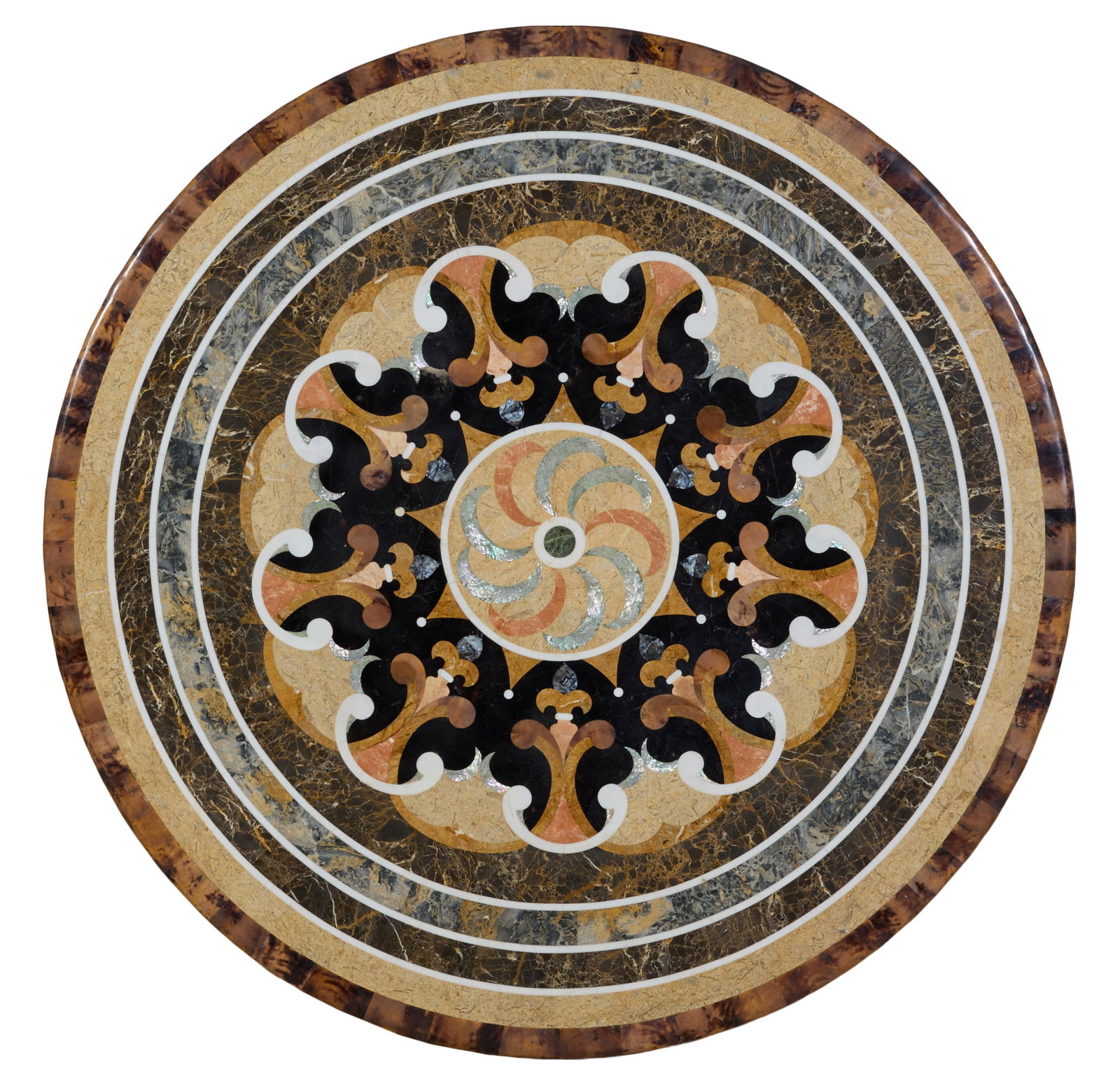 Classical Style Specimen Pietra Dura Top Gilt Metal Griffin Center ...