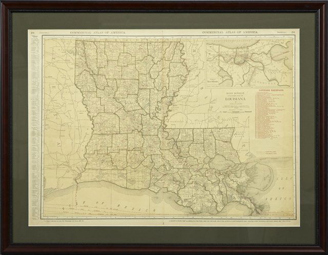Rand Mcnally Standard Map Of Louisiana, Early 20th C.,