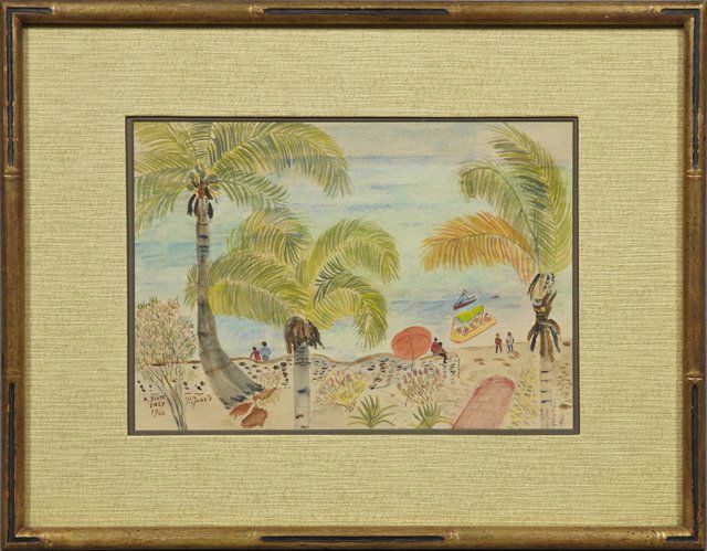 Helen Barff, "Isla Mujeres," 1966, watercolor, signed,