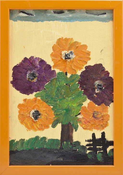 Clementine Hunter 1887 1988 Zinnias C 1980 Oil