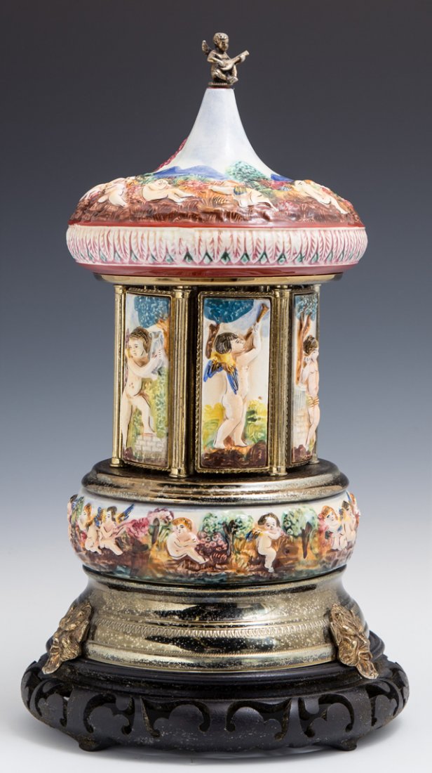 Reuge Capodimonte Music Box Carousel, 20th c.,