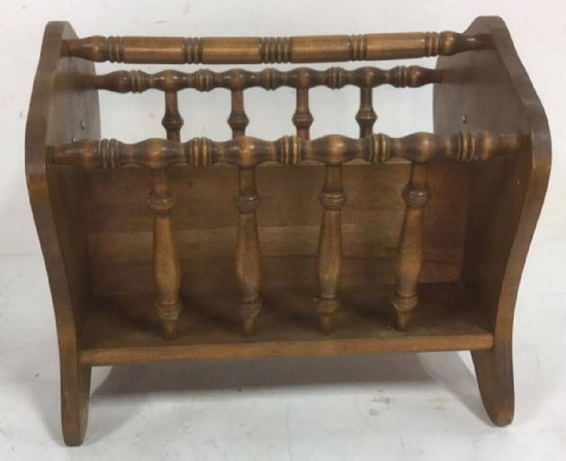 Vintage Wood George B. Bent Co. Magazine Rack