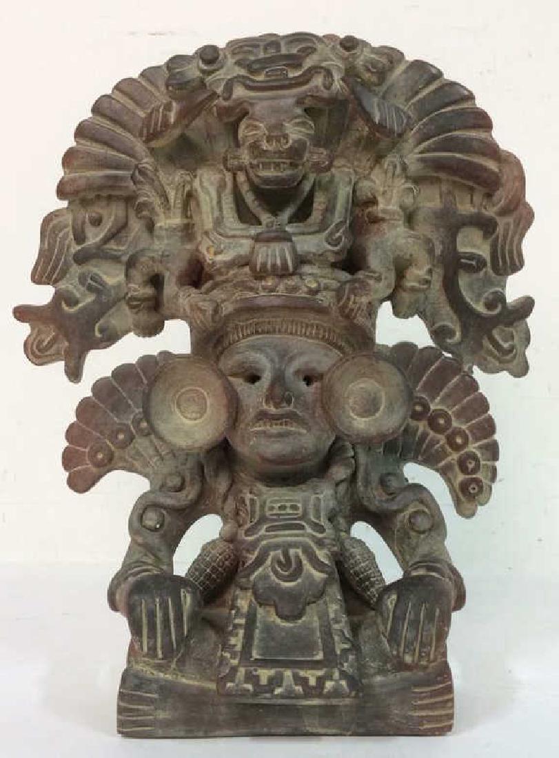 Aztec Inspired Tiki Ceramic Stone Statue