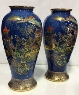 Pair Of Carlton Ware Porcelain Bird Figural Vases