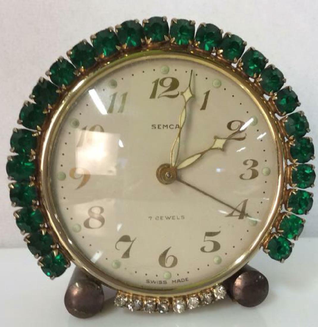 Vintage Semca Jeweled Alarm Clock