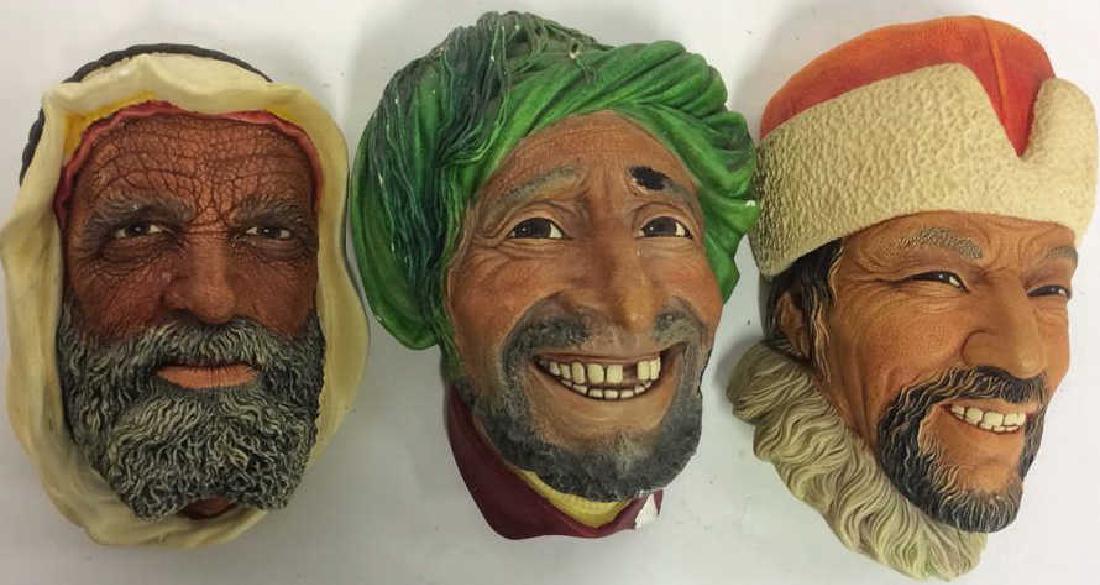 3 Vintage Bossons Chalkware Heads