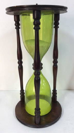 Carved Wooden Hourglass Side Table