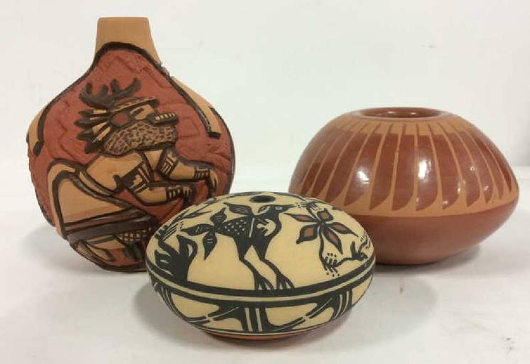Lot 3 Signed Native American Ceramic Pottery