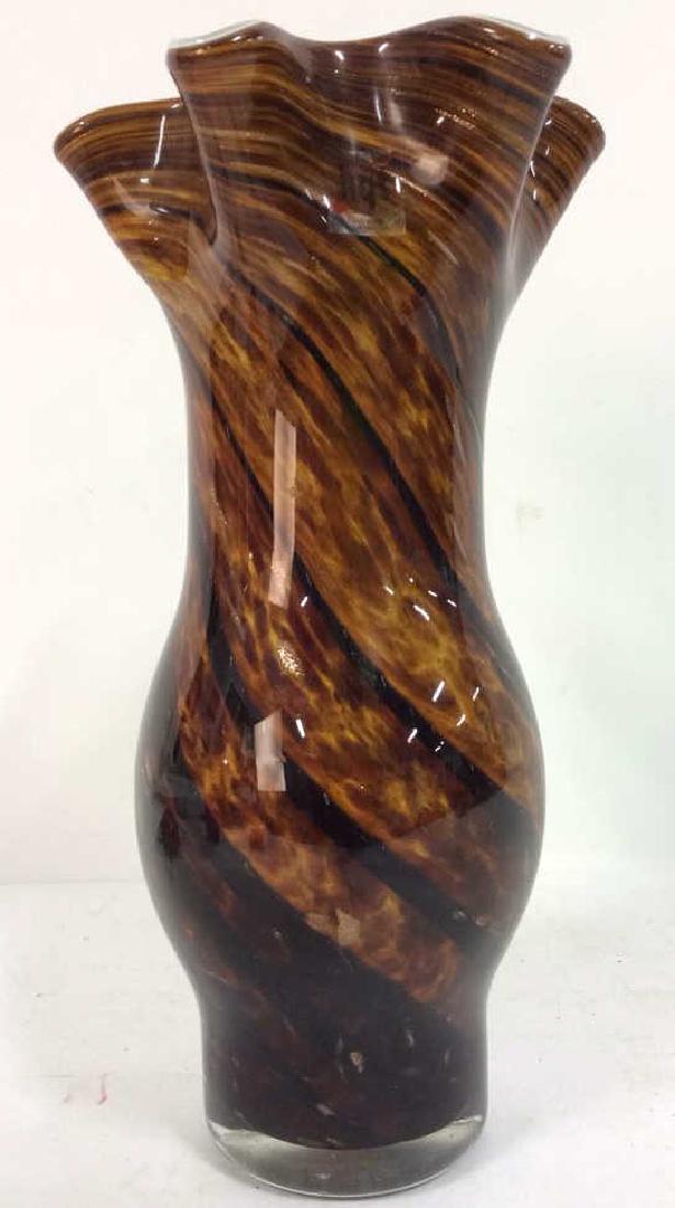 HQT Frilled Rim Art Glass Swirl Vase