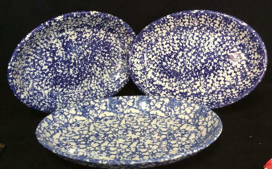 lot 3 Vintage Italian Spatterware Serving Platters