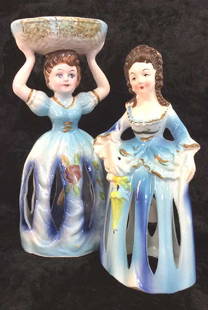 Pair Vintage Porcelain Lady Napkin Holders