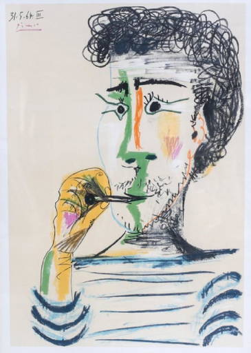 Picasso, Pablo Lithograph Man Smoking Pipe