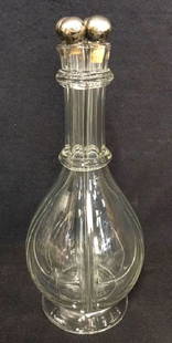 Vintage French Four Chamber Liquor Bottle Glass