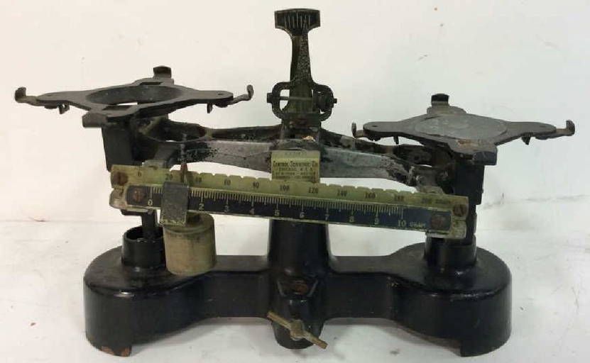 Cenco Vintage Black Toned Metal Scale W Weights