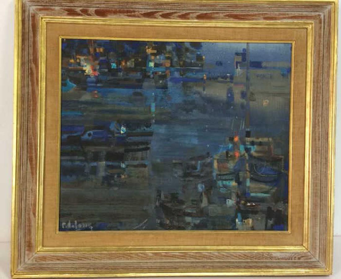 Signed Lelong Impressionist Harbor Scene Painting
